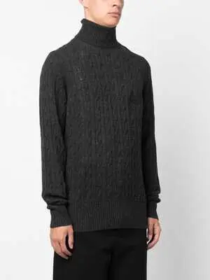 Etro Roll-neck Cashmere Cable-knit Jumper - Grey