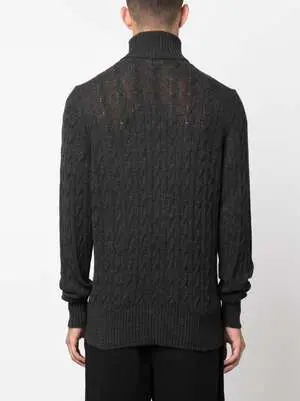 Etro Roll-neck Cashmere Cable-knit Jumper - Grey