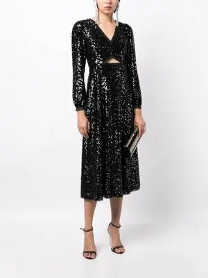 NEEDLE & THREAD Elara Sequin-embellished Midi Dress