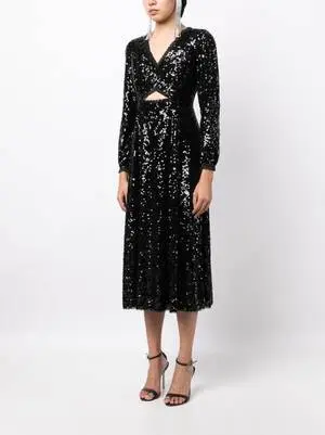 NEEDLE & THREAD Elara Sequin-embellished Midi Dress