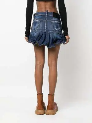 Dsquared2 Distressed Denim Pleated Skirt