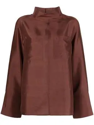 Soeur Valse High-neck Silk Blouse