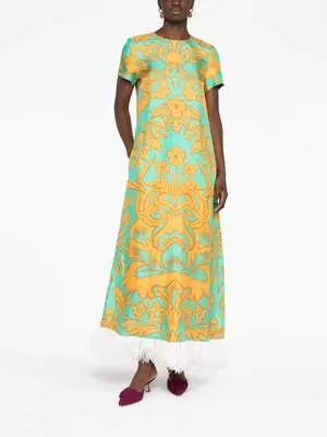 La DoubleJ Swing Floral-print Trimmed Dress - Green