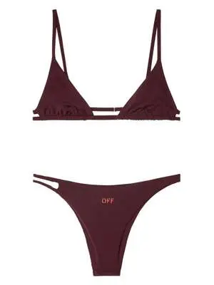 Off-White Triangle Bikini Set - Red