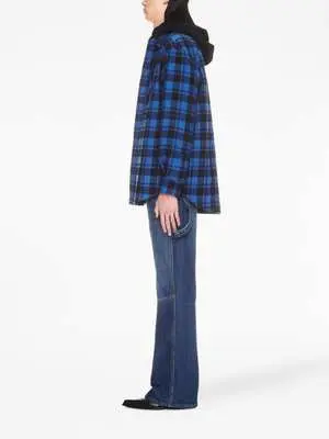 Off-White Checked Flannel Shirt - Blue