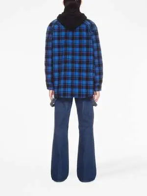 Off-White Checked Flannel Shirt - Blue