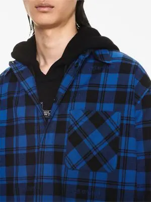 Off-White Checked Flannel Shirt - Blue