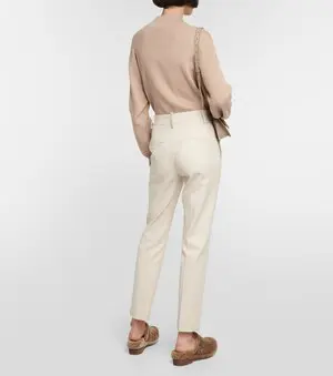 Brunello Cucinelli Cotton-blend Slim Pants - Beige