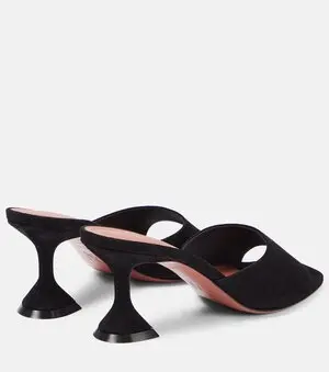 Amina Muaddi Lupita Suede Mules - Black