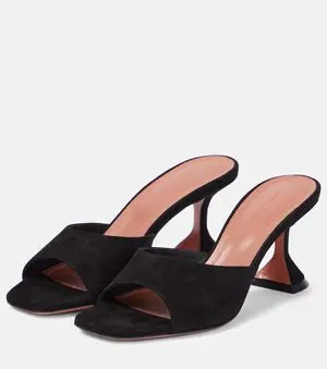 Amina Muaddi Lupita Suede Mules - Black