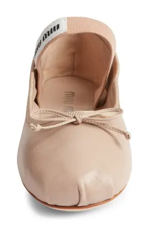 Miu Miu Lea Logo Ballerina Flat - Beige