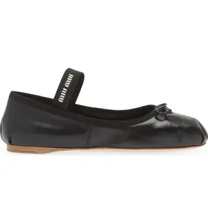 Miu Miu Lea Logo Ballerina Flat - Black