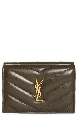 Saint Laurent Tiny Matelasse Origami Trifold Leather Wallet