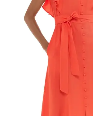 Whistles Sophie Belted Flutter Sleeve Midi Dress