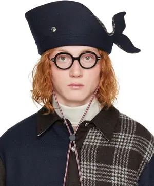 Thom Browne Thom Browne Navy Turn Back Whale Hat - 205 Dark Brown