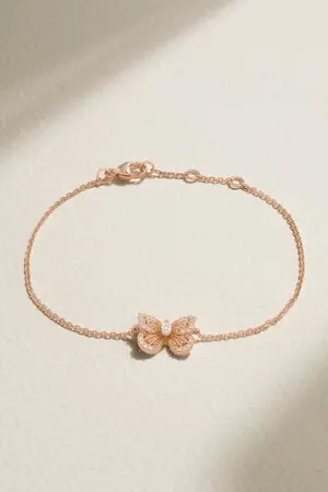 De Beers Portraits Of Nature Butterfly Rose Diamond Bracelet - Gold