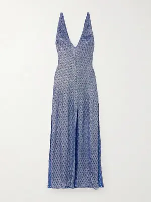 Missoni Mare Metallic Crochet-knit Coverup Blue