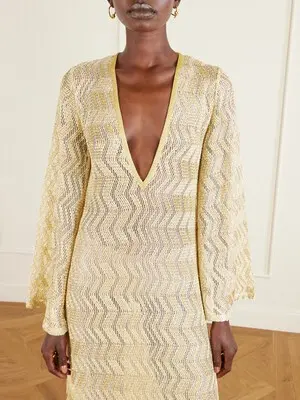 Missoni Mare Metallic Crochet-knit Coverup - Gold