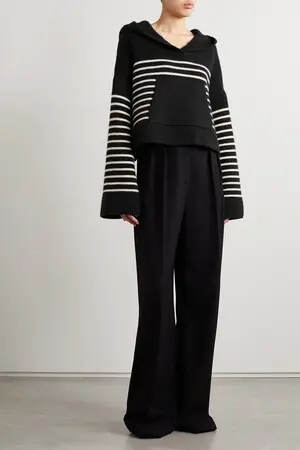 Khaite Cruz Striped Cashmere Hoodie