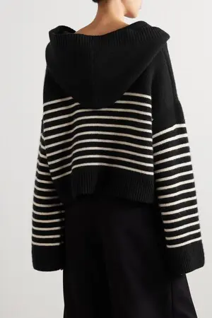 Khaite Cruz Striped Cashmere Hoodie