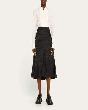 Sacai Nylon-twill Pleated Cargo Midi Skirt - Khaki