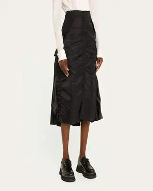 Sacai Nylon-twill Pleated Cargo Midi Skirt - Khaki