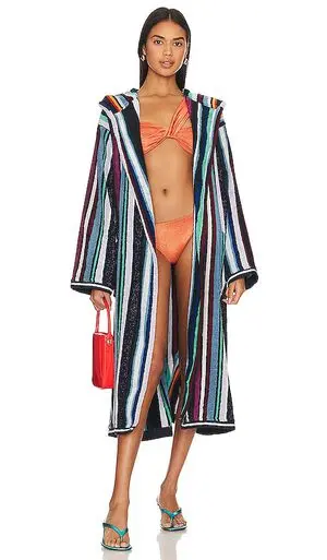 Missoni Chandler Hooded Bathrobe In Navy - Blu Multicolor
