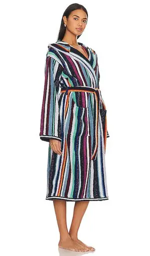 Missoni Chandler Hooded Bathrobe In Navy