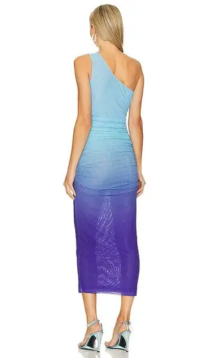 RUNAWAY THE LABEL One Shoulder Ruched Midi Dress