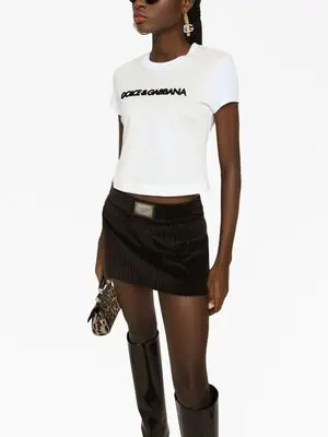 Dolce & Gabbana Ribbed Velvet Mini Skirt