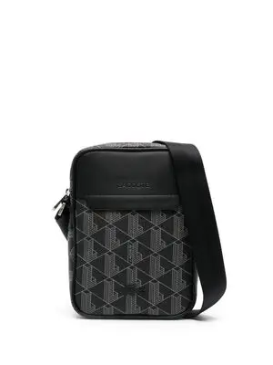 Lacoste Monogram-print Messenger Bag - Black