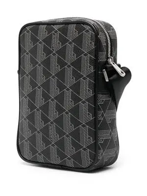 Lacoste Monogram-print Messenger Bag - Black