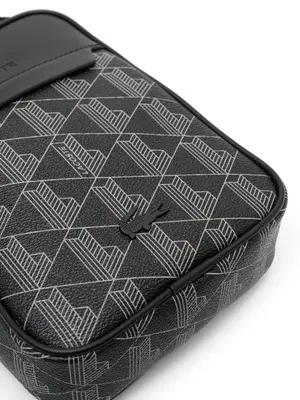 Lacoste Monogram-print Messenger Bag - Black
