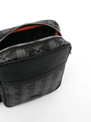 Lacoste Monogram-print Messenger Bag - Black