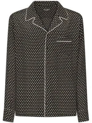 Dolce & Gabbana Dg-print Silk Shirt - Black