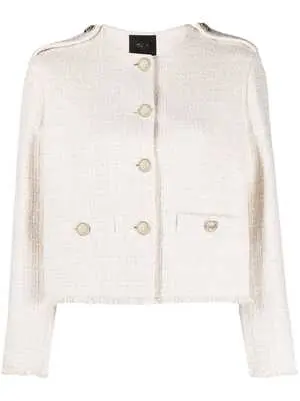 Maje Button-up Tweed Jacket - Neutrals