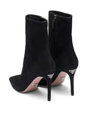 Prada Logo-plaque Suede Ankle Boots