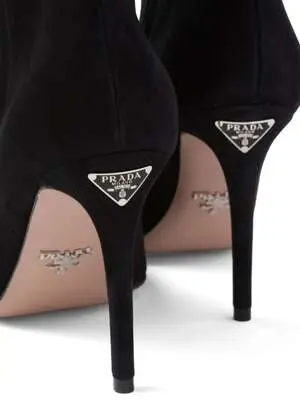 Prada Logo-plaque Suede Ankle Boots