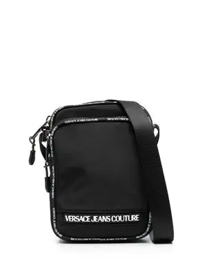 Versace Logo-tape Messenger Bag - Black