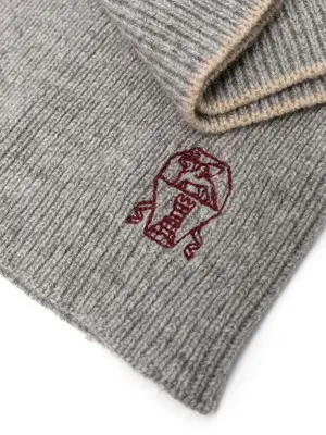 Brunello Cucinelli Embroidered Cashmere Neck Warmer - Grey