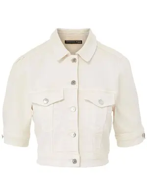 Veronica Beard Raina Short-sleeved Denim Jacket - Neutrals
