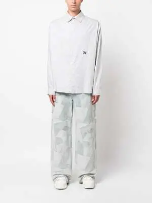 Palm Angels Monogram-embroidered Striped Shirt