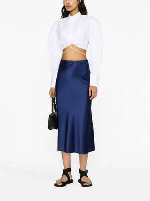 MANURI Patricia Silk Skirt - Blue