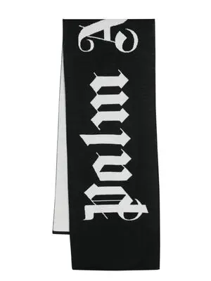 Palm Angels Logo-jacquard Wool-blend Scarf - Black