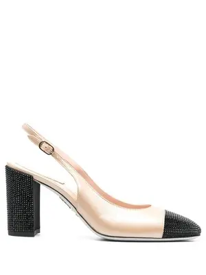 Rene Caovilla 80mm Two-tone Rhinestone-embellished Pumps - Neutrals