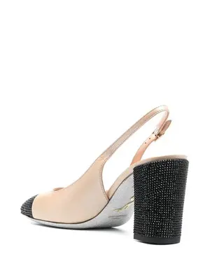 Rene Caovilla 80mm Two-tone Rhinestone-embellished Pumps - Neutrals