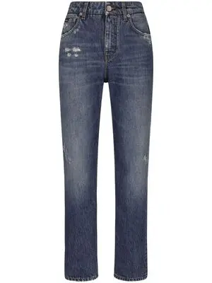 Dolce & Gabbana Logo-plaque Boyfriend Jeans - Blue