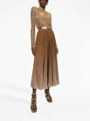 Dolce & Gabbana Sheer Lace High-neck Blouse - Brown