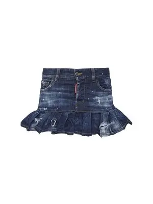 Dsquared2 Open-side Ruffed Denim Mini Skirt - Blue