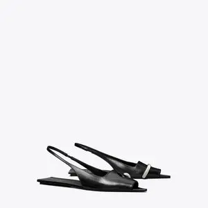 Tory Burch Pierced Slingback - Perfect Black/perfect Black/silver